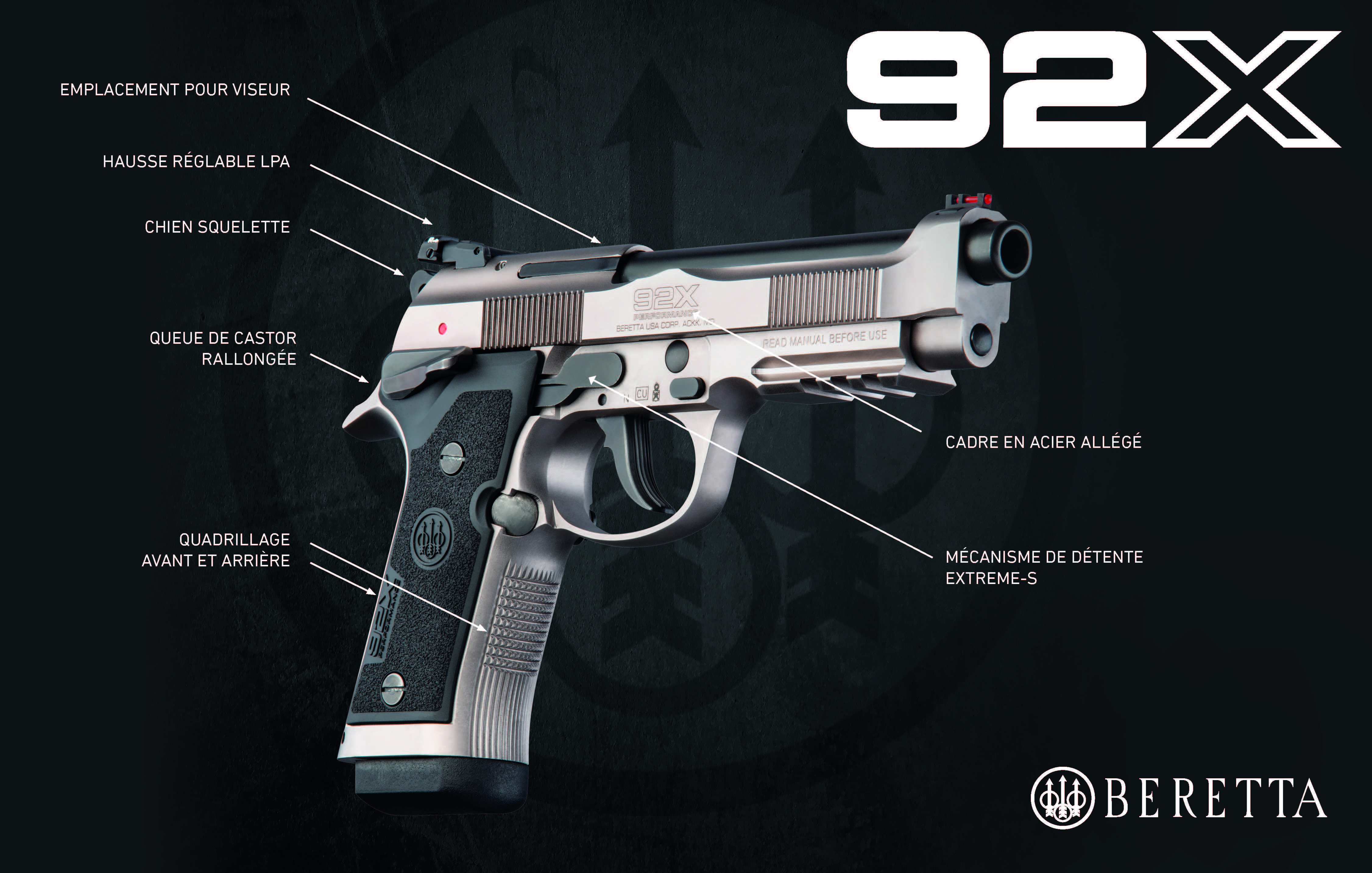 Pistolet 92 X Performance Beretta prêt pour la compétition